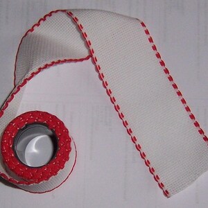 Aida Band 2 Inches Wide , 14 Count White With a RED Edge From Zweigart ...