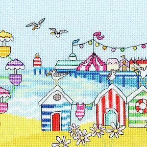 Bothy Threads Pier Fun Counted Cross Stitch Kit , Seaside Beach,pier ...