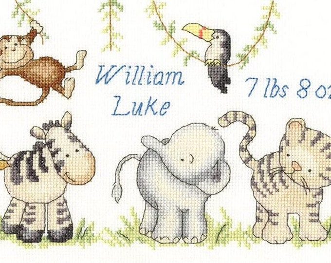 Bothy Threads Jungle Welcome Counted Cross Stitch Kit . Birth Sampler ...