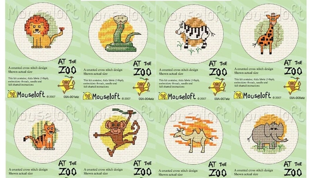 Mouseloft at the Zoo Range Counted Cross Stitch Kits .great for Card ...