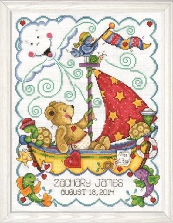 TOBIN BABY Sail Away Baby Samplercounted Cross Stitch Kit - Etsy