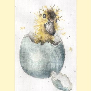 Peek-a Boo Duckling Counted Cross Stitch Card Kit by Bothy Threads, Duckling in an Egg, Hatching ...