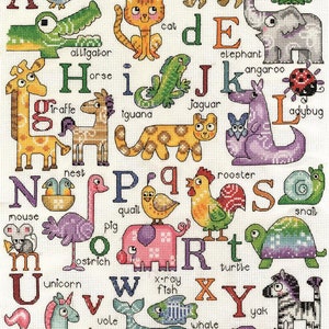 Design Works ABC Animals Cross Stitch Kit 2852, Alphabet Sampler ...