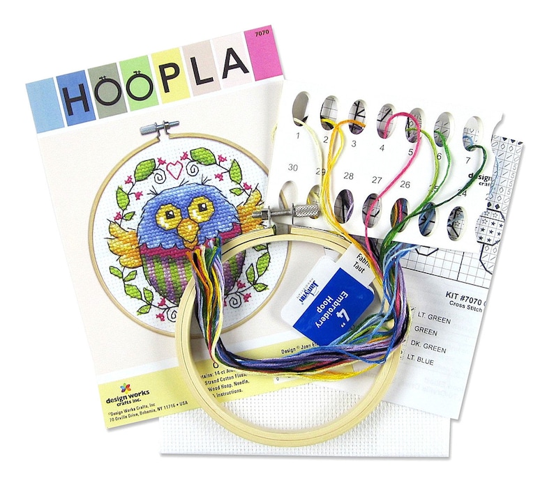 Design Works Hoopla Owl Cross Sttitch Kit With 4 - Etsy