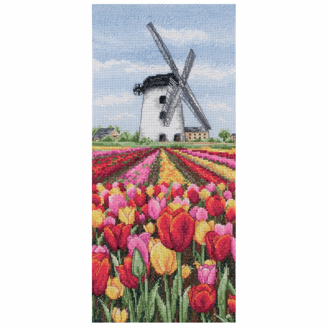 Anchor Dutch Tulips Landscape Cross Stitch Kit - PCE0806, Tulip Flower ...