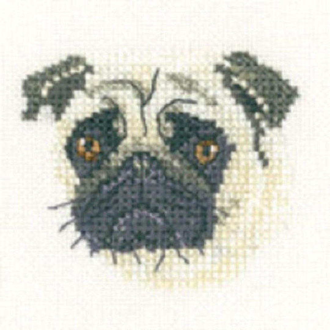 Pug Dog Cross Stitch Kit From Heritage Craft Little Friends on 14ct ...