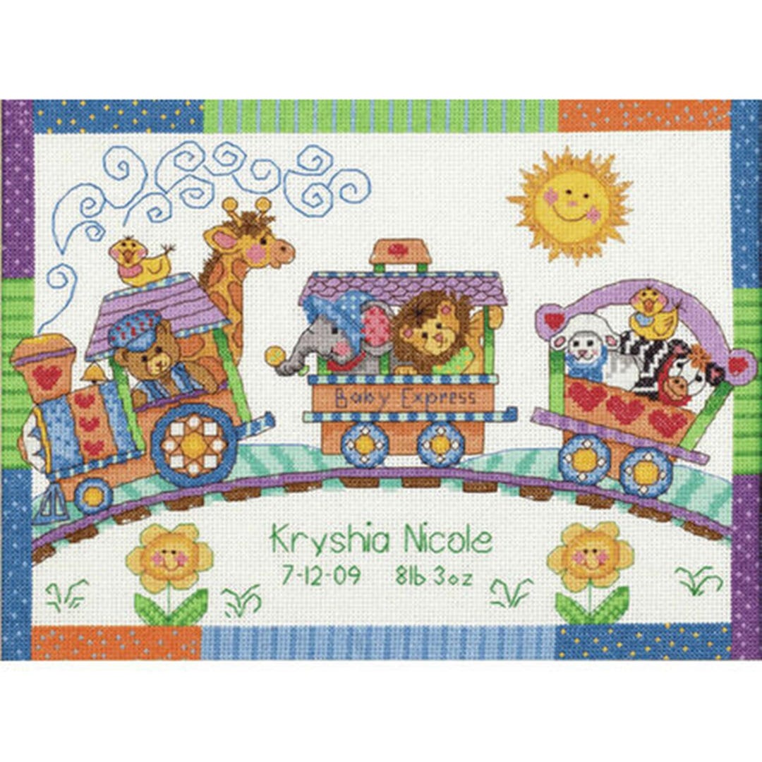 Dimensions Baby Expree Birth Record Counted Cross Stitch Kit 30 Cm X ...