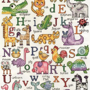 Design Works ABC Animals Cross Stitch Kit 2852, Alphabet Sampler ...