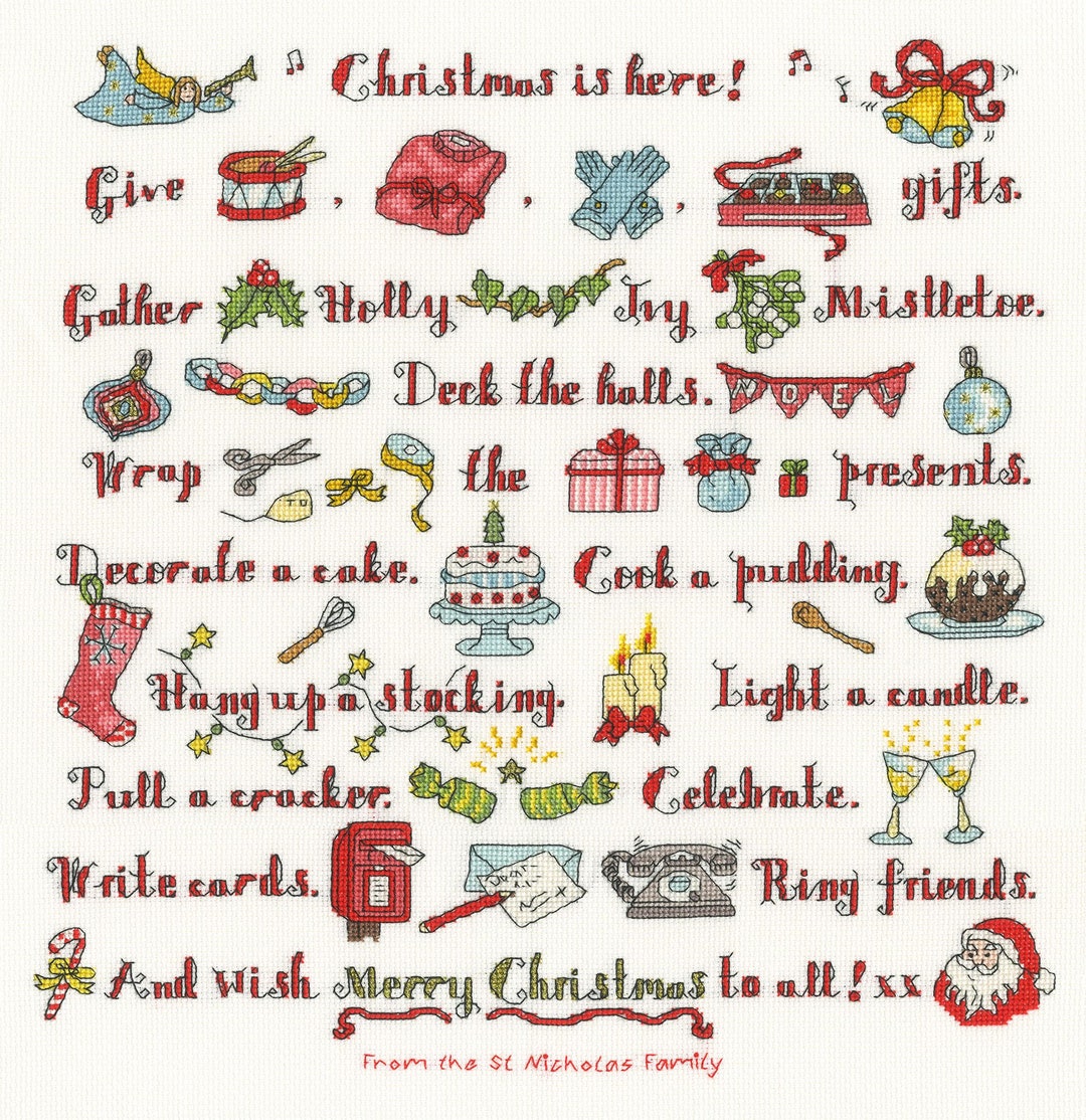 Bothy Threads- Christmas is Here Counted Cross Stitch Kit, Sayings ...