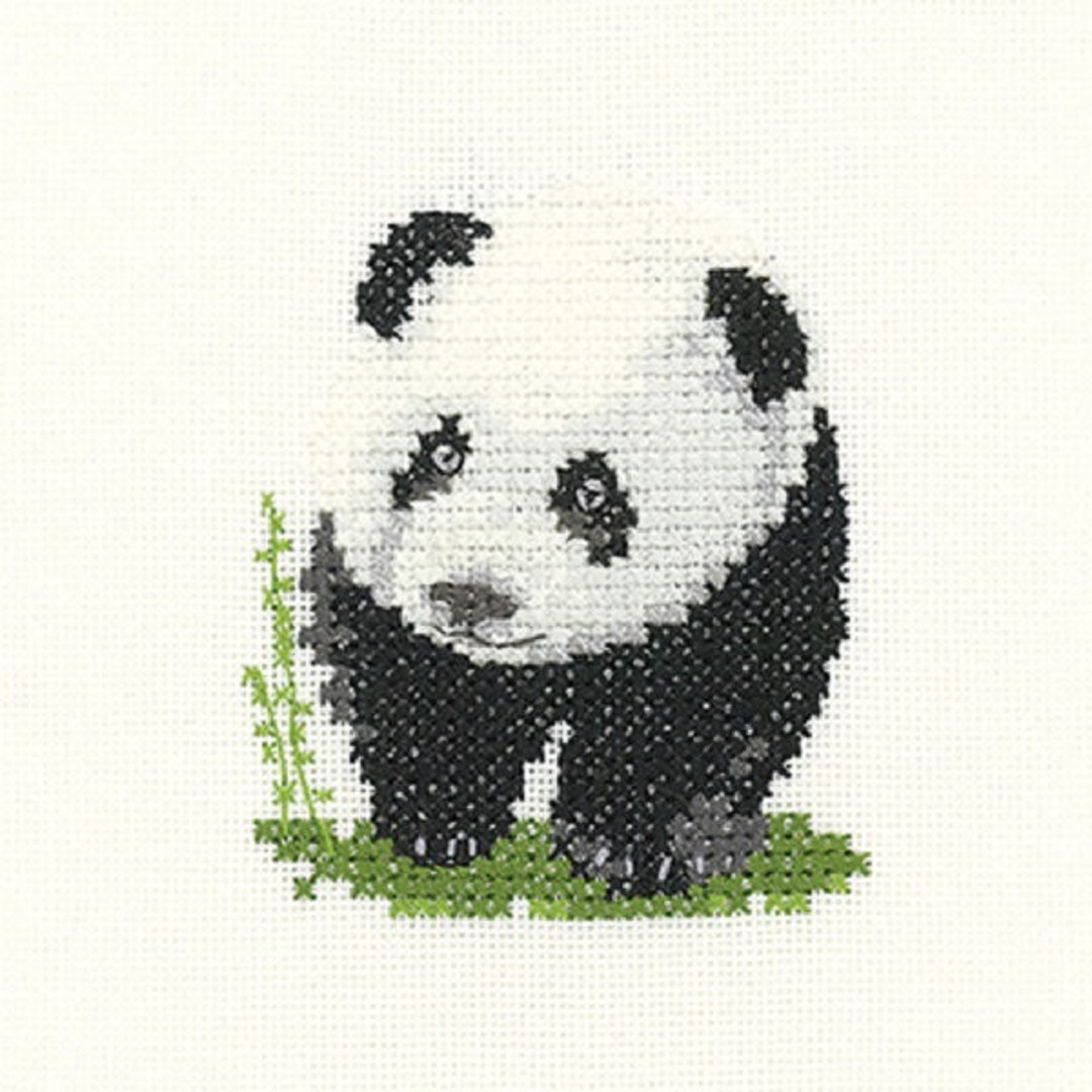 Panda Cross Stitch Kit From Heritage Craft Little Friends on 14ct Aida ...