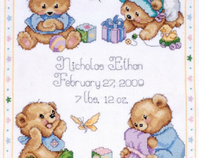 TOBIN BABY Baby Bear Sampler Counted Cross Stitch Kit Baby | Etsy