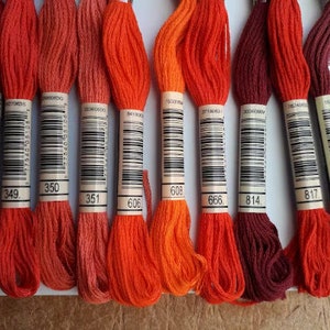 RED Colours DMC Stranded Cotton , Threads/floss Skeins, 10 Skeins ...