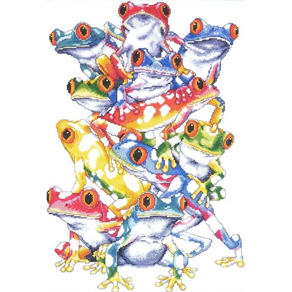 Frog Pile Cross Stitch Kit From Design Works Counted Cross | Etsy