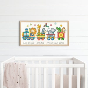 Bothy Threads Choo Choo Train Counted Cross Stitch Kit . Train Birth Sampler, New Baby Kit ...
