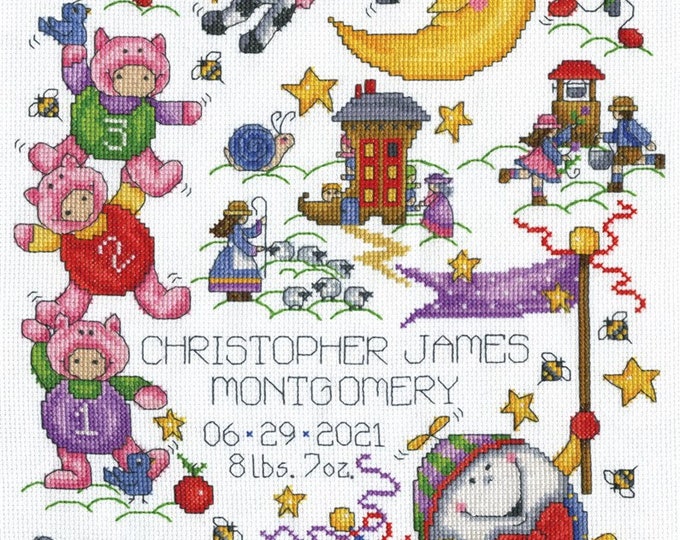 Nursery Rhymes Baby Sampler Counted Cross Stitch Kit From Design Works ...