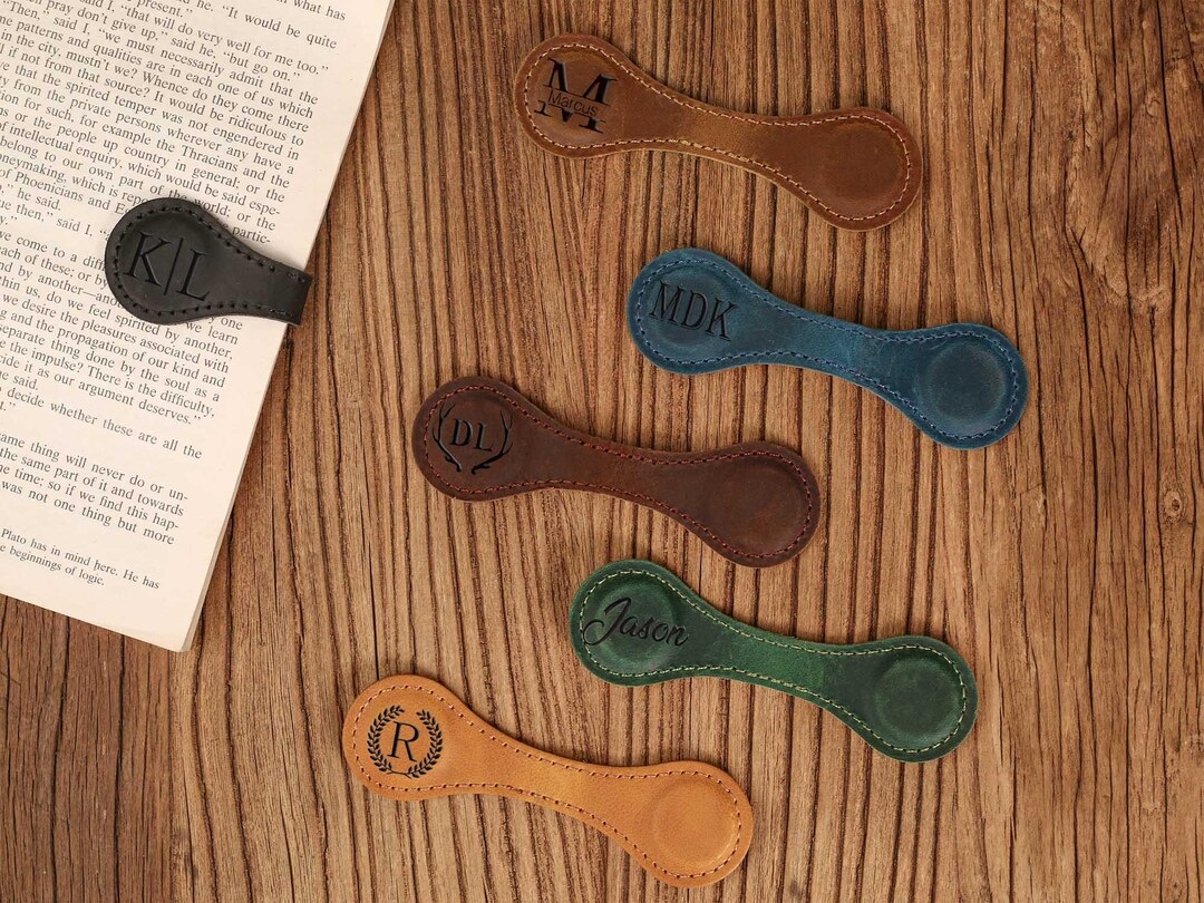 Leather Magnetic Bookmark, Custom Magnetic Bookmarks With Engraved Text ...