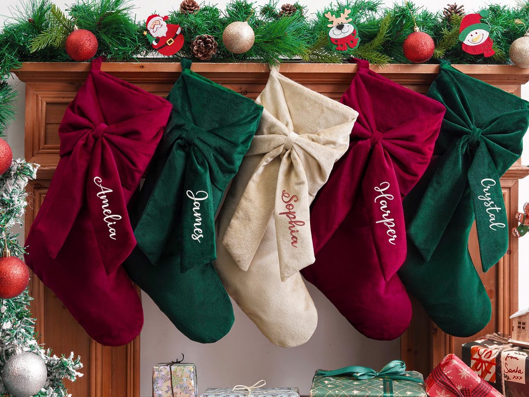 Personalized Christmas Stockings, Embroidered Family Name Stockings ...