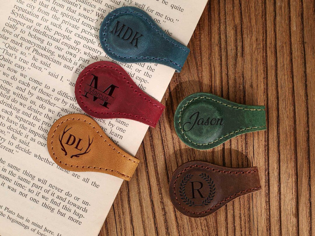 Leather Magnetic Bookmark, Custom Magnetic Bookmarks With Engraved Text ...