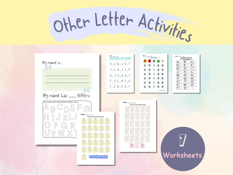 Alphabet Worksheets Printable Tracing Coloring Homeschool Teacher Kids ...