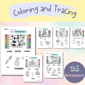 Alphabet Worksheets Printable Tracing Coloring Homeschool Teacher Kids ...