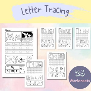 Alphabet Worksheets Printable Tracing Coloring Homeschool Teacher Kids ...