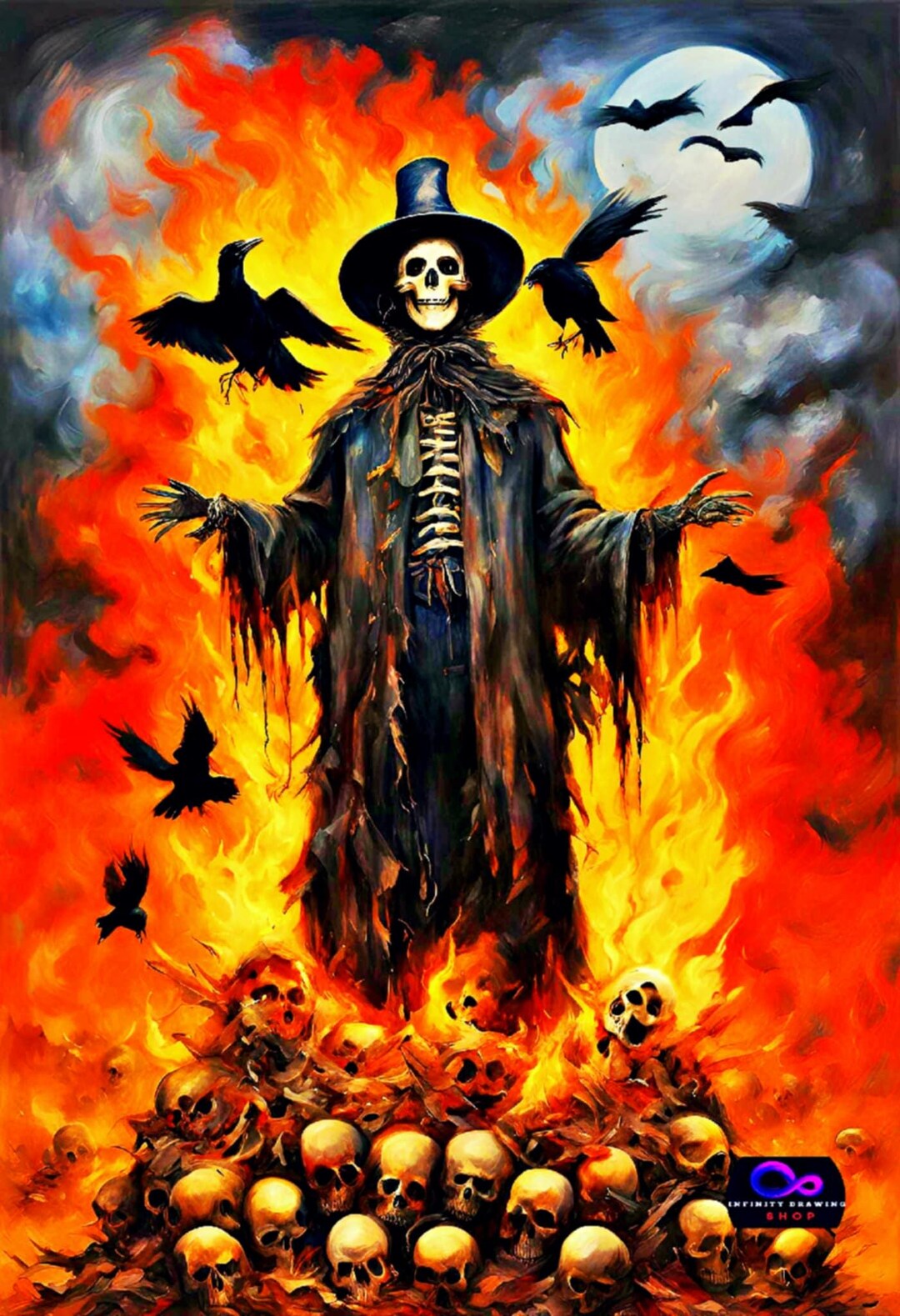 Halloween Scarecrow Demon Drawing.digital Painting,bridal Art Pictures ...