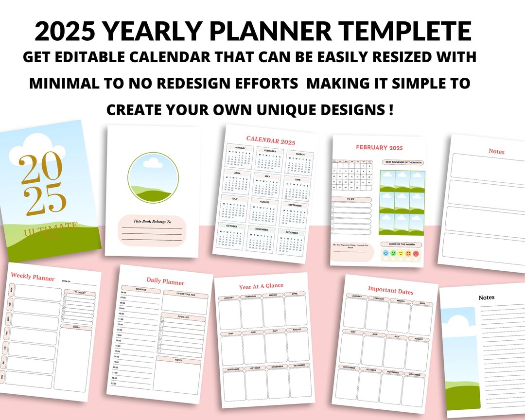 Editable 2025 Ultimate Planner Fully Editable for Free in Canva Daily ...