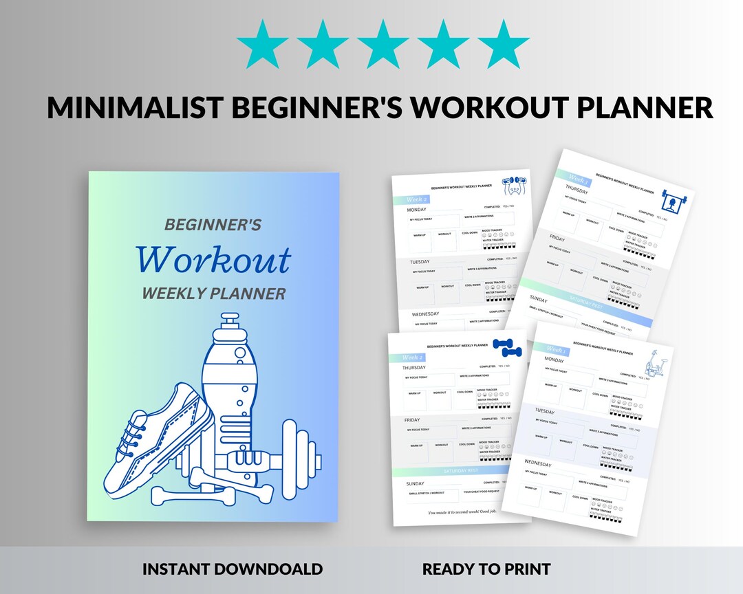 Minimalist Workout Schedule - Gym Log and Exercise Tracker - Etsy