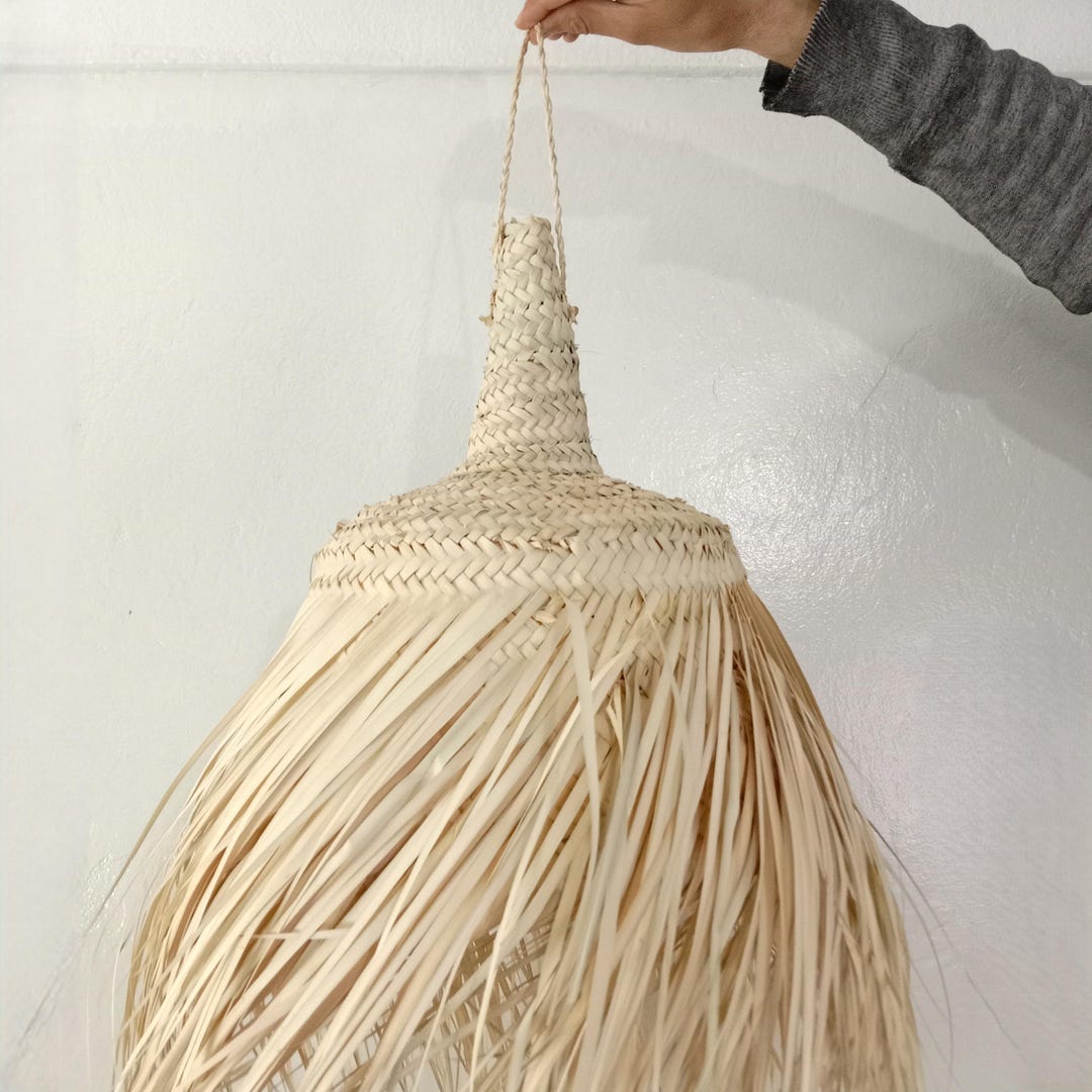 Straw Parasol Pendant Light Boho Handmade Lampshade Palm Leaf Ceiling ...