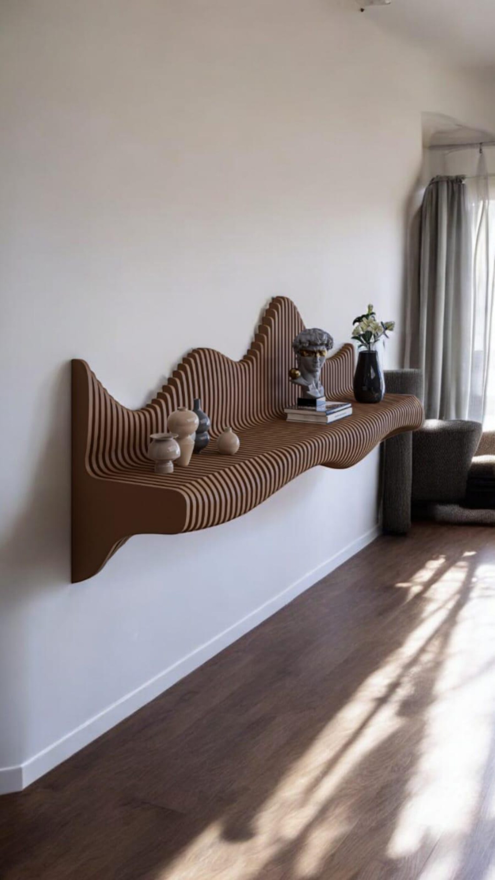 Floating Shelf Wall Mounted, Walnut Hanging Floating Shelves, Wall ...