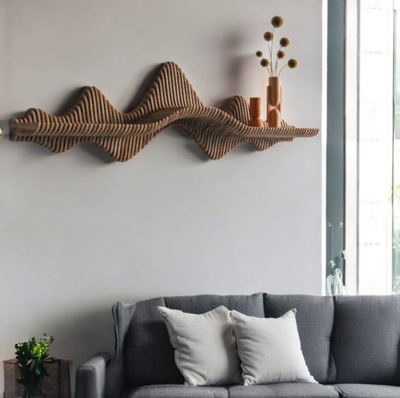 Floating Shelf Wall Mounted, Walnut Hanging Floating Shelves, Wall ...