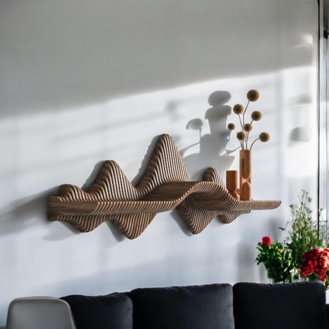 Floating Shelf Wall Mounted, Walnut Hanging Floating Shelves, Wall ...