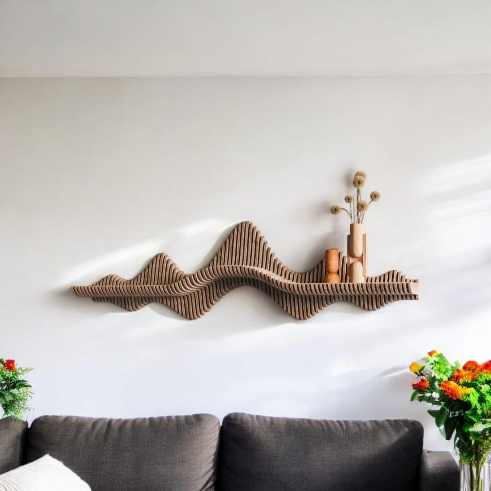 Floating Shelf Wall Mounted, Walnut Hanging Floating Shelves, Wall ...