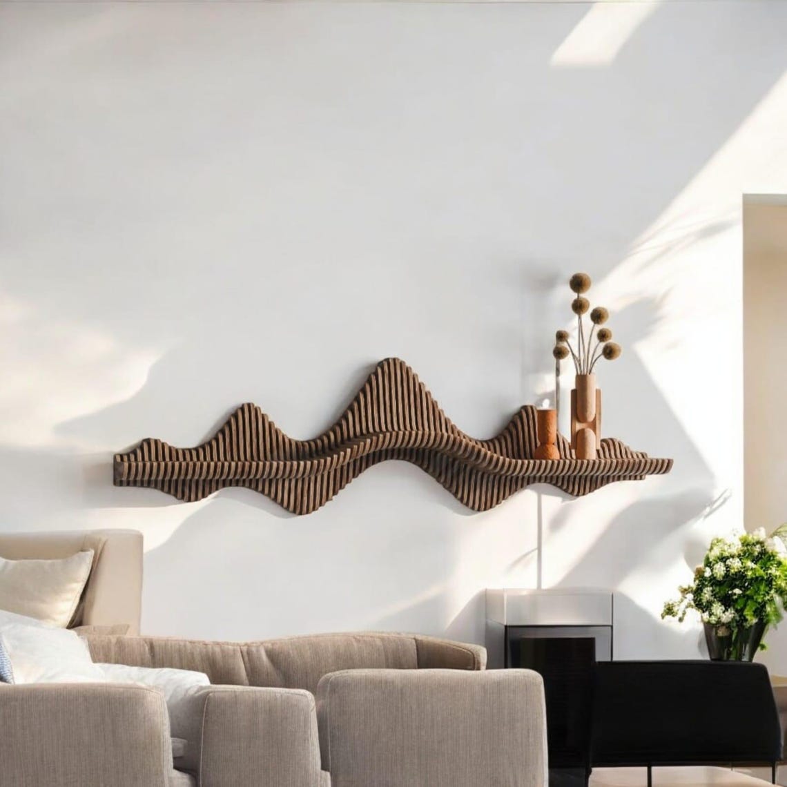Floating Shelf Wall Mounted, Walnut Hanging Floating Shelves, Wall ...
