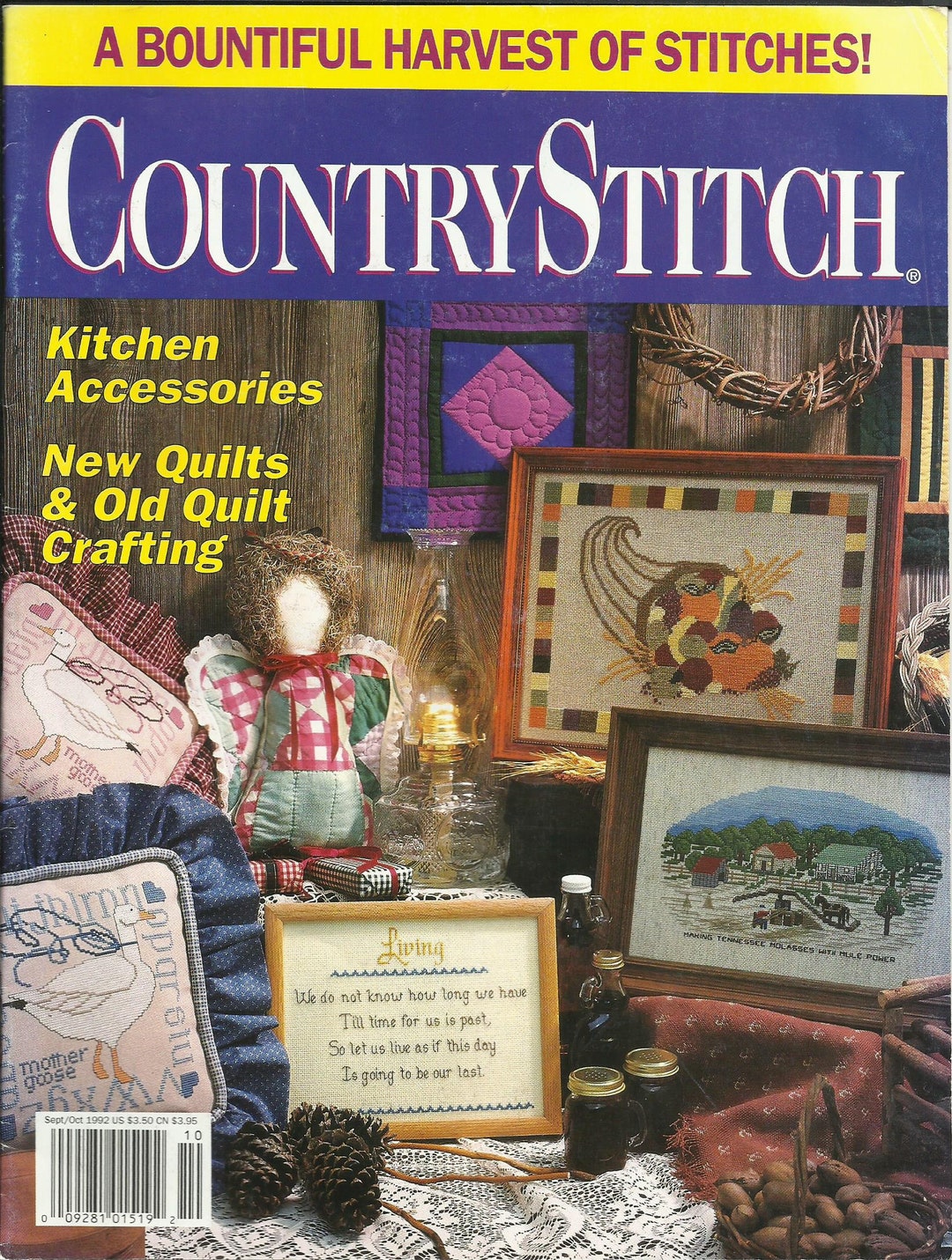 Country Stitch Magazine Sept/october 1992, Harvest Autumn Counted Cross ...