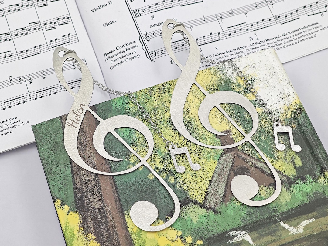Personalized Stainless Steel Music Bookmark – Engraved Musical Note ...