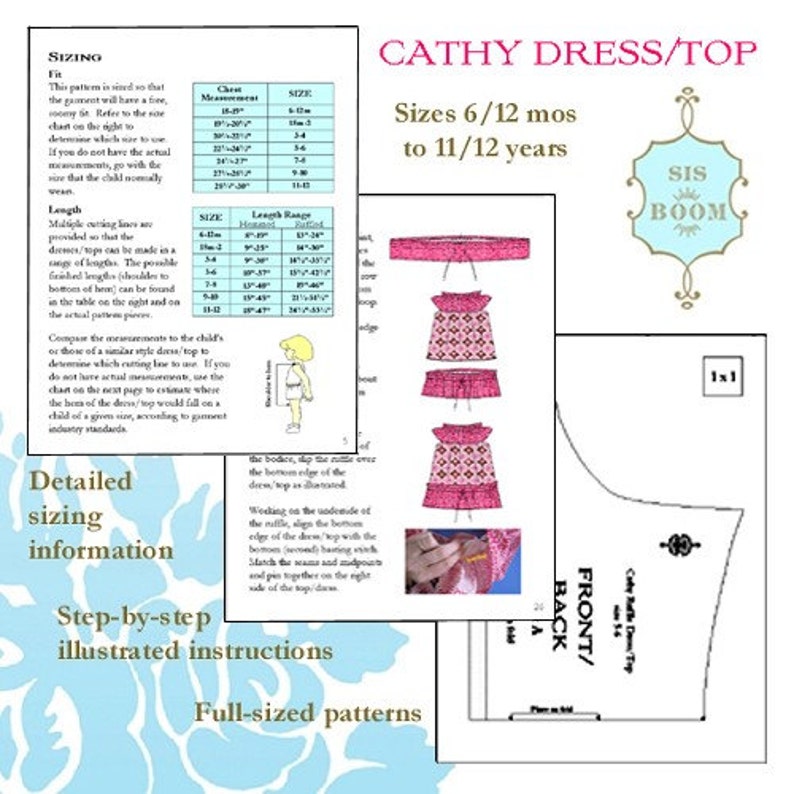 Sis Boom Cathy Kids Ruffle Neck Dress or Top PDF Sewing - Etsy