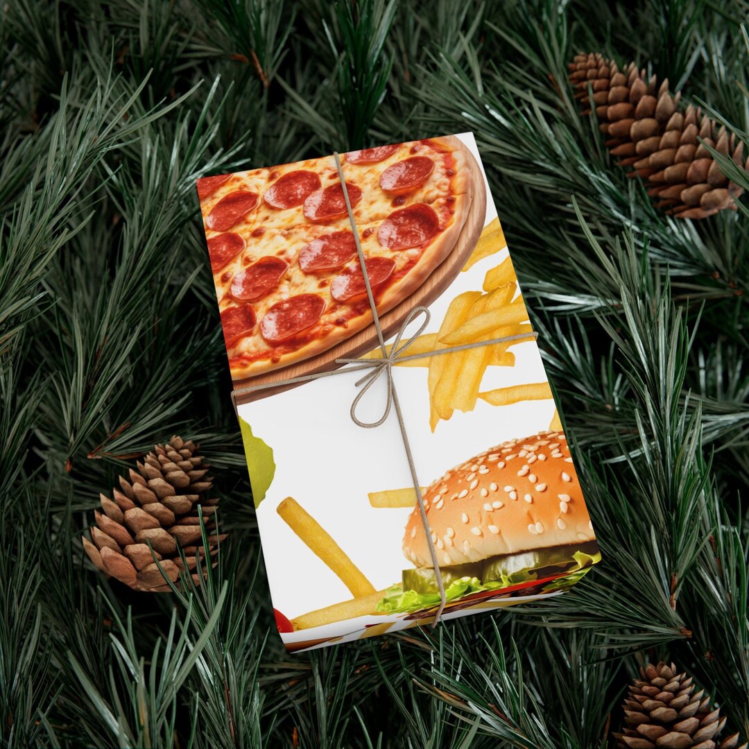 Fun Foodie Gift Wrapping Paper, Food Theme Wrapping Paper, Burger Paper ...