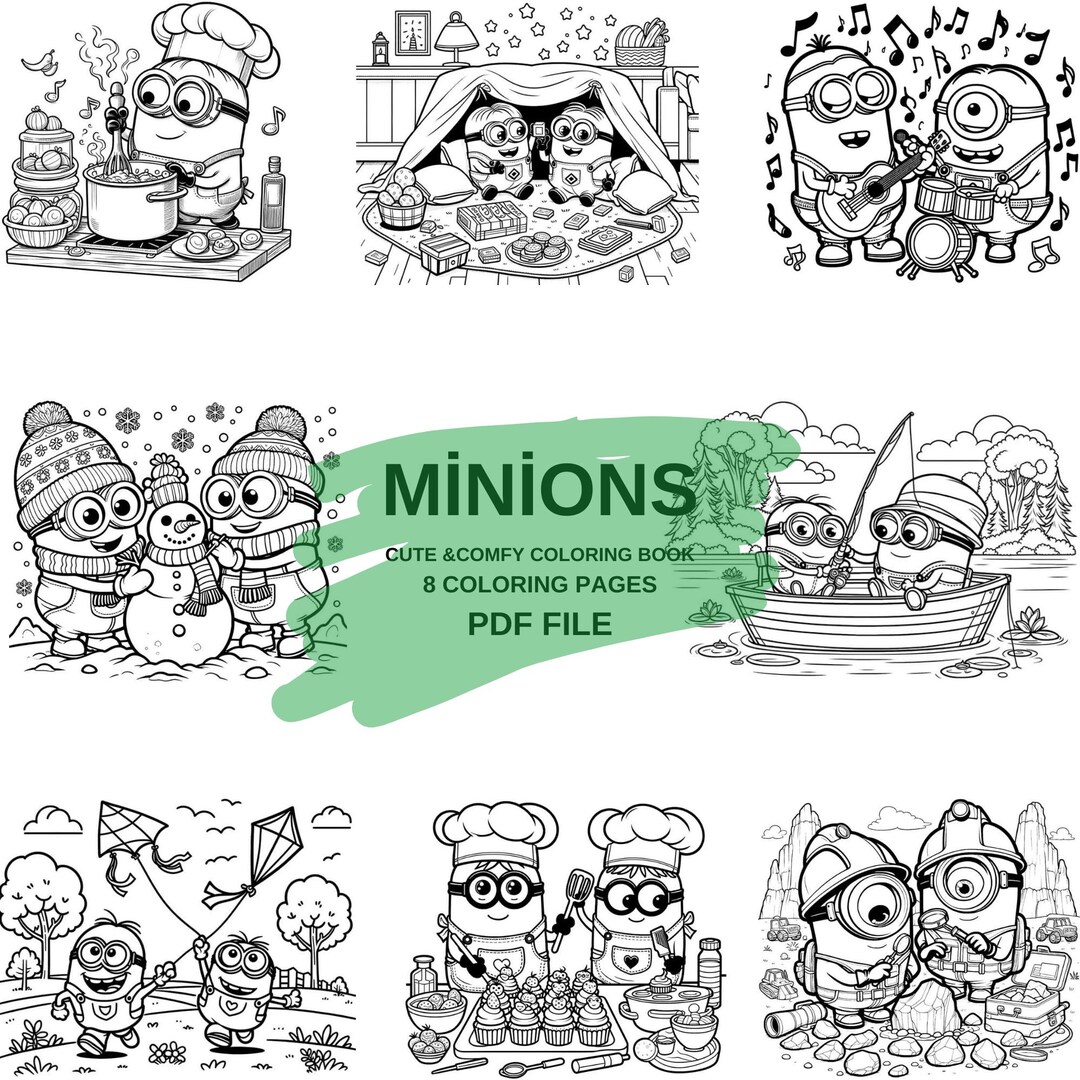 Minions Coloring Book, Fun and Cute Coloring Book, Kids Coloring Book ...