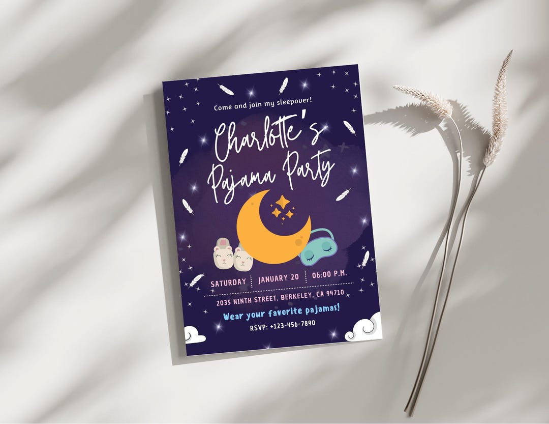 Pajama Party Invitation, Cute Sleepover Invite for Kids & Adults ...