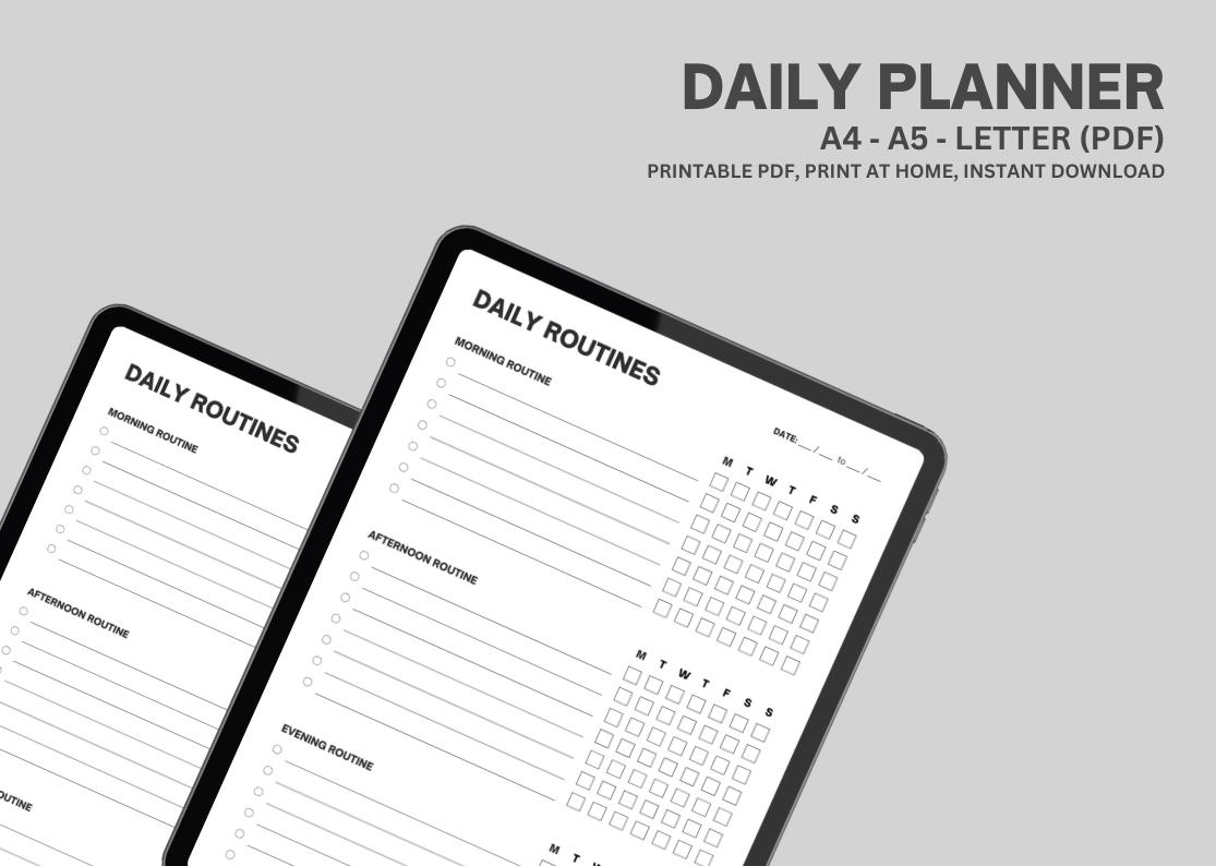 Daily Routine Printable A5 A4 Letter Size, Undated Daily Routine, To-do ...