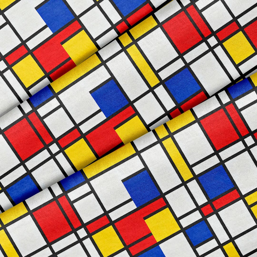 Fabric by the Yard, 58 In" Wide (mondrian Style Abstract Geometric ...
