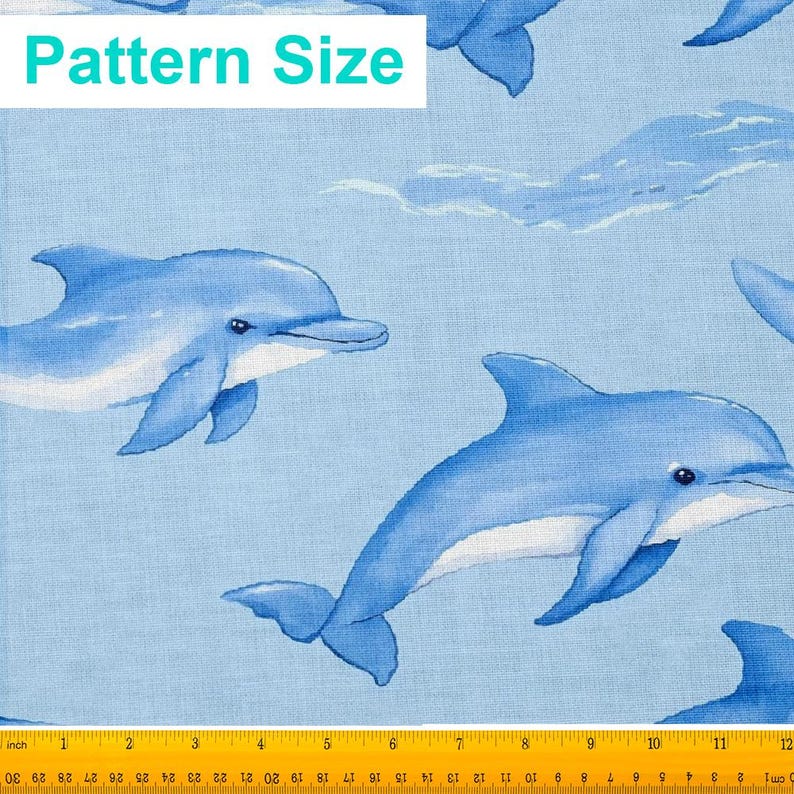 Fabric by the Yard, 58 In" Wide (watercolor Dolphins Pattern) for ...