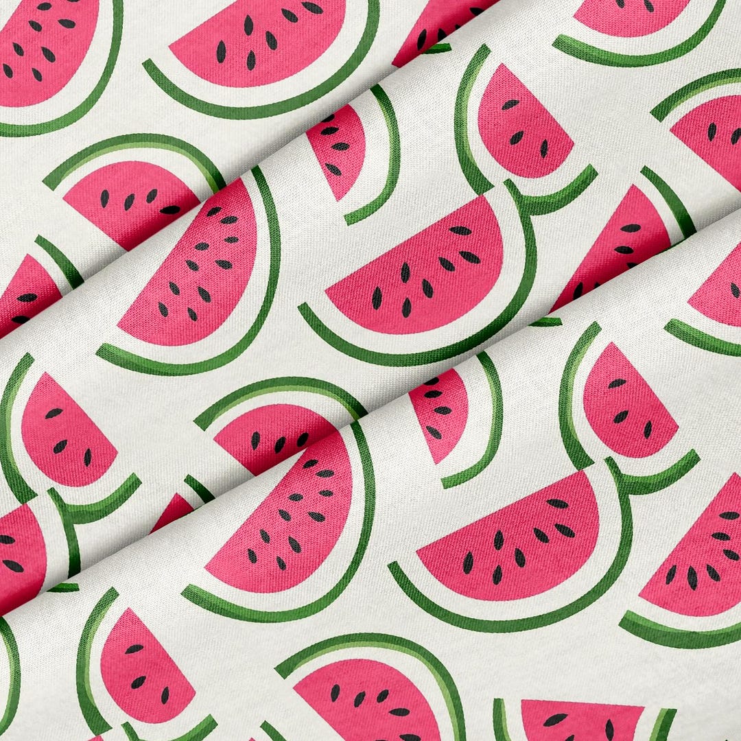 Watermelon, Pink and Green Summer Pattern, Fabric by the Yard, 58 In ...