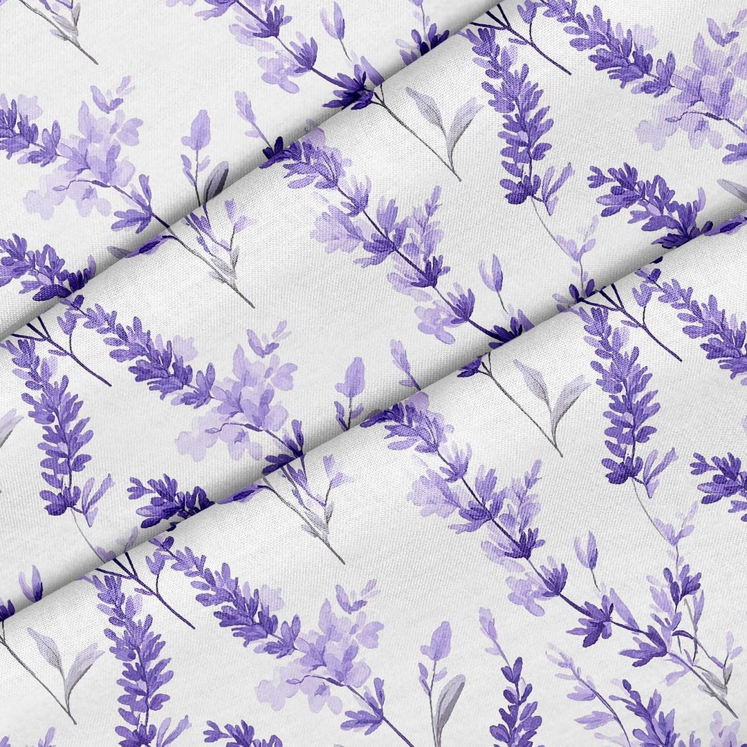 Delicate Lavender Flowers Pattern, Fabric by the Yard, 58 In
