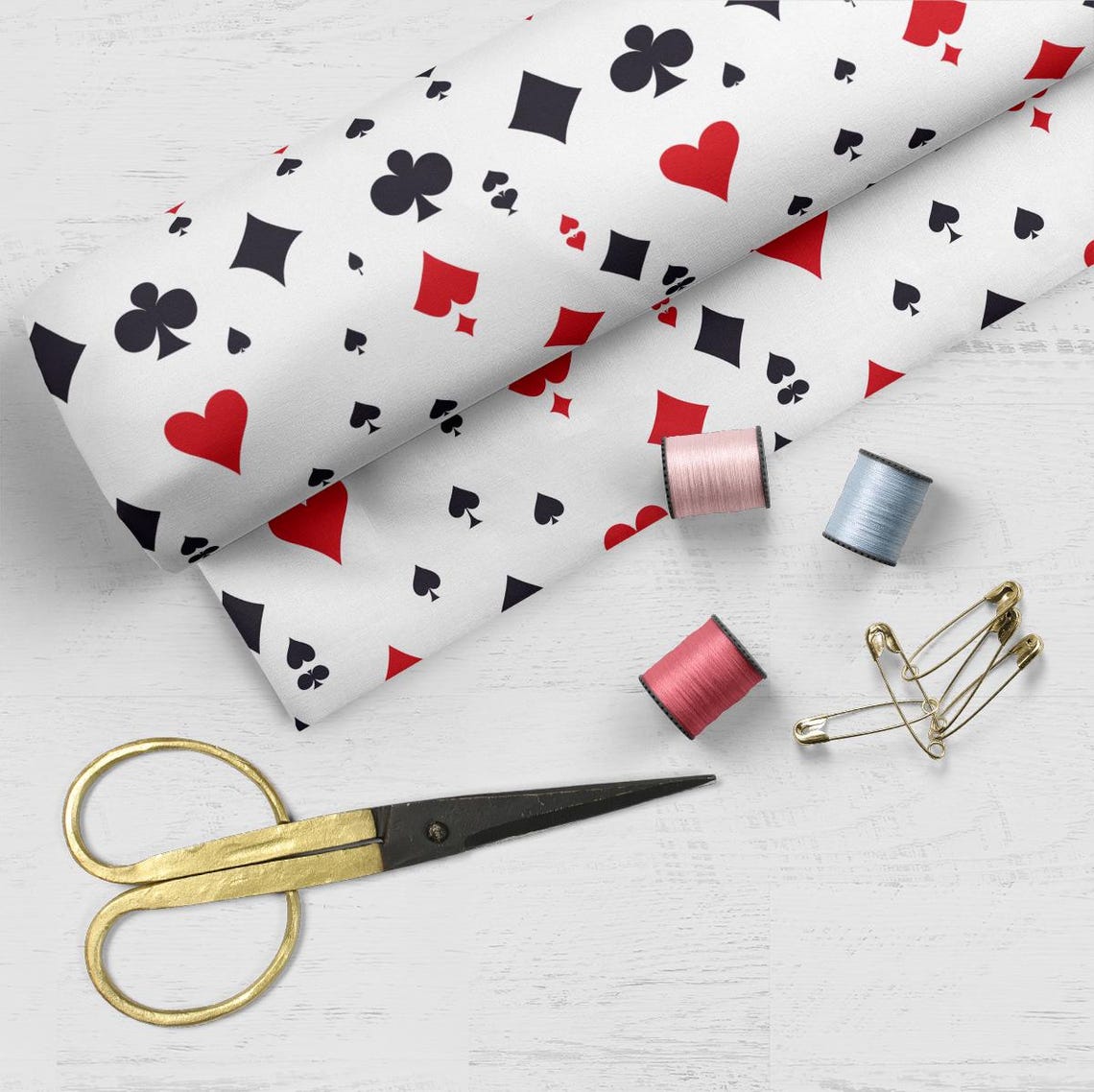 Playing Card Pattern, Fabric by the Yard, 58 In" Wide, for Sewing ...