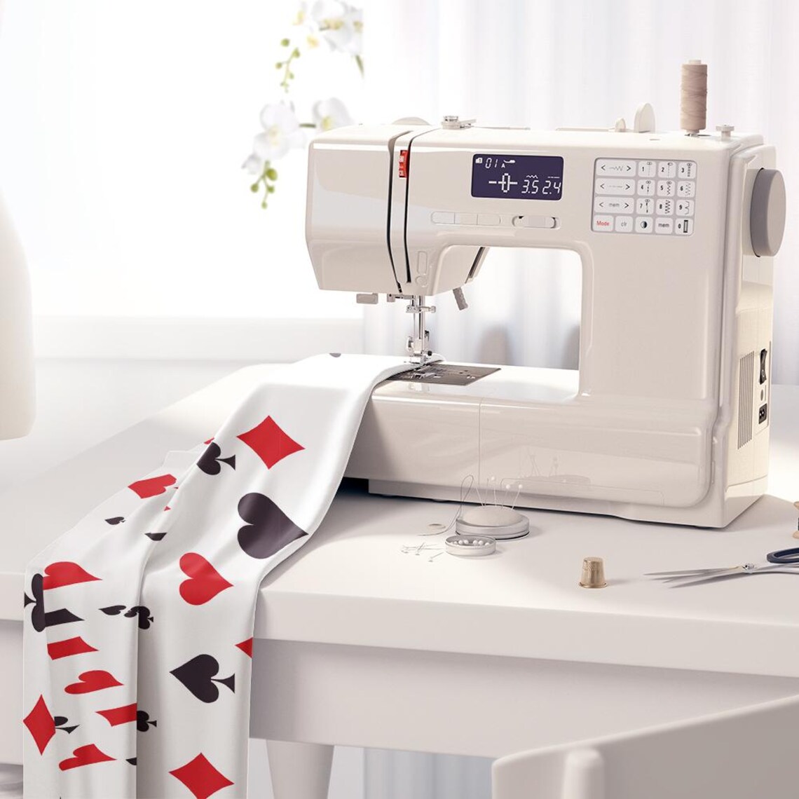 Playing Card Pattern, Fabric by the Yard, 58 In" Wide, for Sewing ...