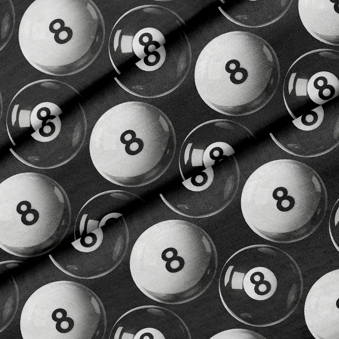 Fabric by the Yard, 58 In" Wide (8 Ball Pool Billiard Pattern) for ...