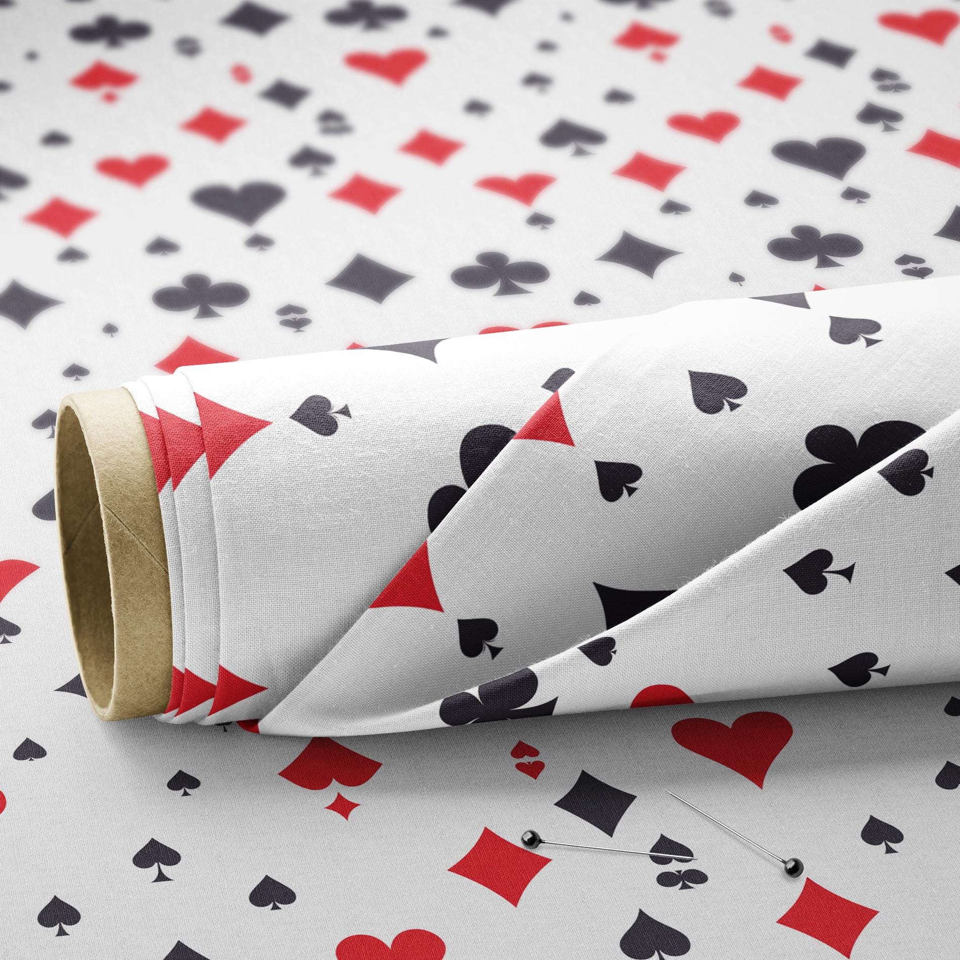 Playing Card Pattern, Fabric by the Yard, 58 In" Wide, for Sewing ...