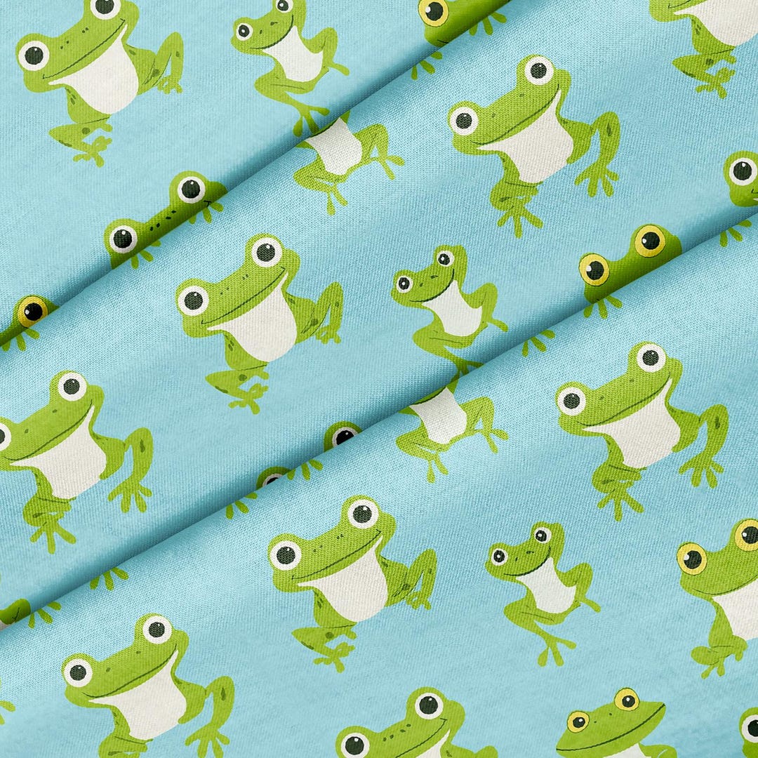 Cute Frog Pattern, Fabric by the Yard, 58 In" Wide, for Sewing ...